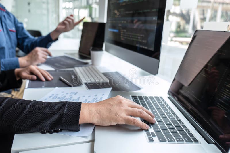 Team Of Developer Programmer Working On Project In Software Development Computer In It Company