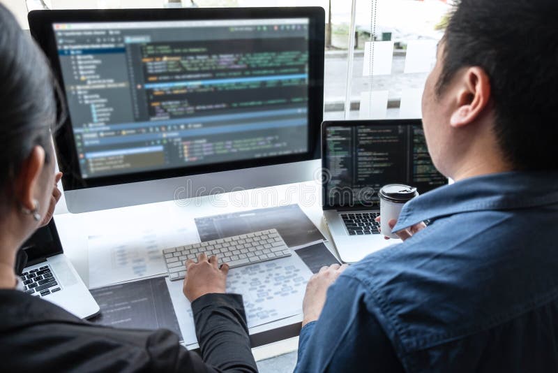 Team Of Developer Programmer Working On Project In Software Development Computer In It Company