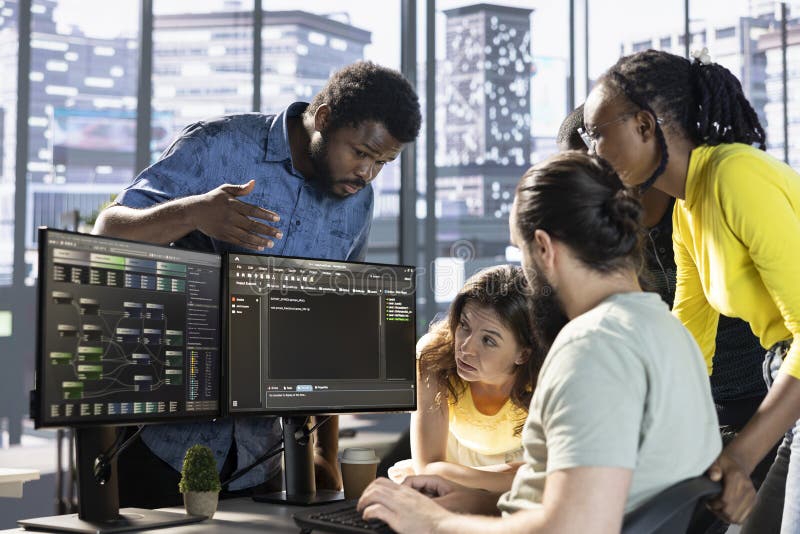 Team of Developers Doing Brainstorming To Create Machine Learning Models Stock Image - Image of ...