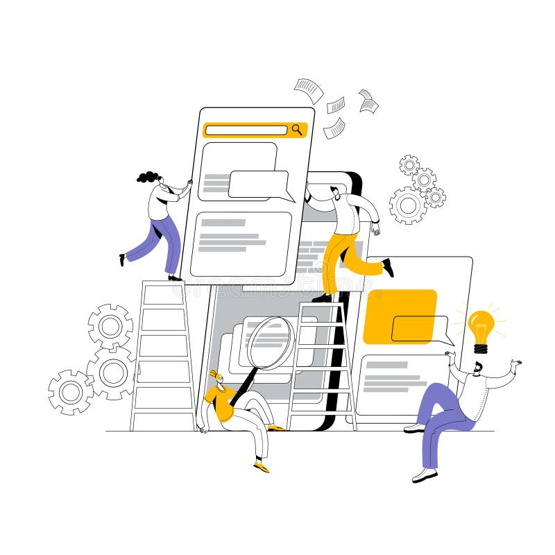 A Team of Developers, Managers and Designers Creates a Mobile App Stock ...