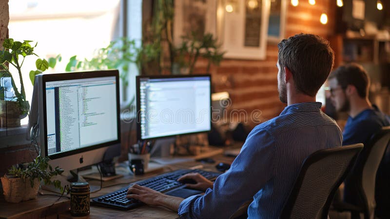 Team of Developers in an Modern Office Workspace Stock Illustration ...