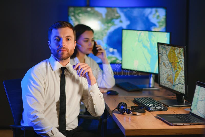 Team of Dispatchers Works in the Office Stock Image - Image of office ...