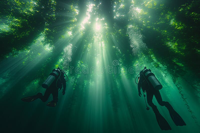 A Team of Divers Documenting the Biodiversity of a Tropical Mangrove ...