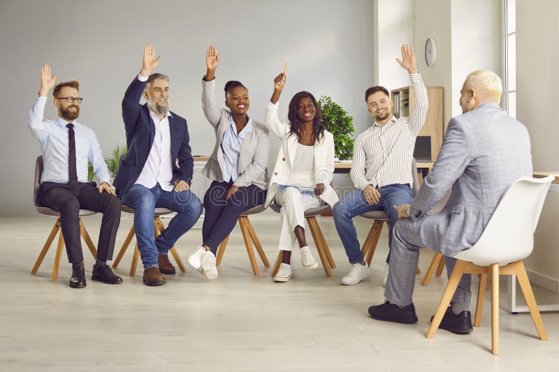 Team Of Diverse Business People Asking Questions During A Corporate