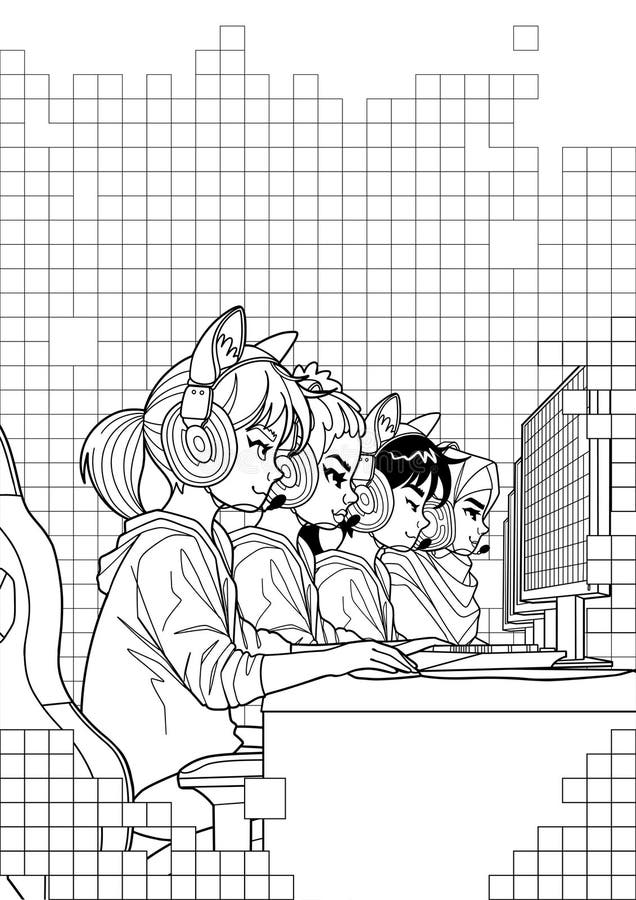Team of Diverse Girls Programmers Sitting in Front of a Computers in a ...