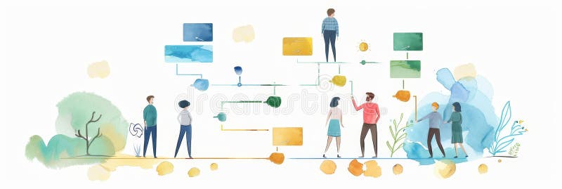 A Team Of Diverse Individuals Working Together On A Flowchart