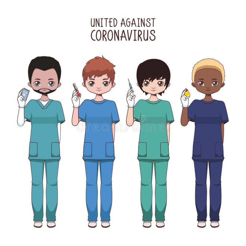 Team of Diverse Male Nurses Stock Vector - Illustration of male, nurse ...