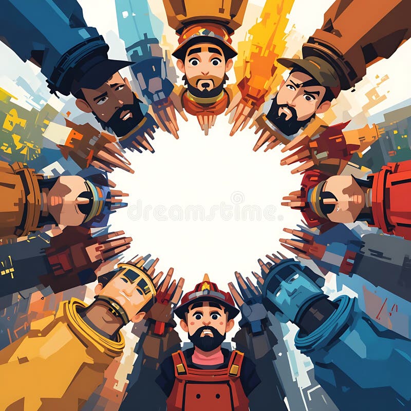 Team of Diverse Workers Joining Hands in Unity and Collaboration ...