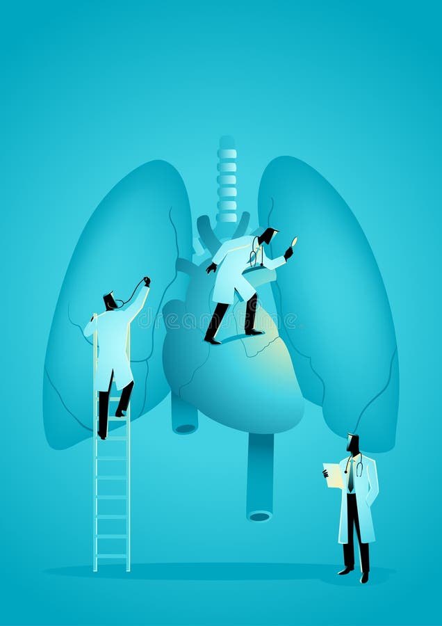 Pulmonologist Profession Icons Set Cartoon Vector. Healthy Lung Stock ...