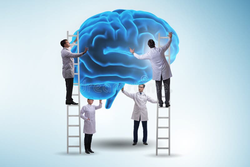 Team of Doctors Examining Human Brain Stock Image - Image of artificial ...