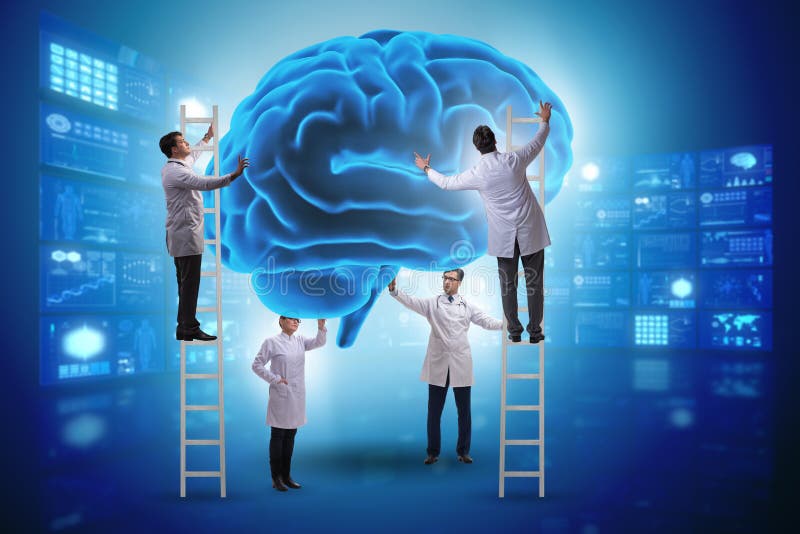 Team of Doctors Examining Human Brain Stock Image - Image of neurology ...