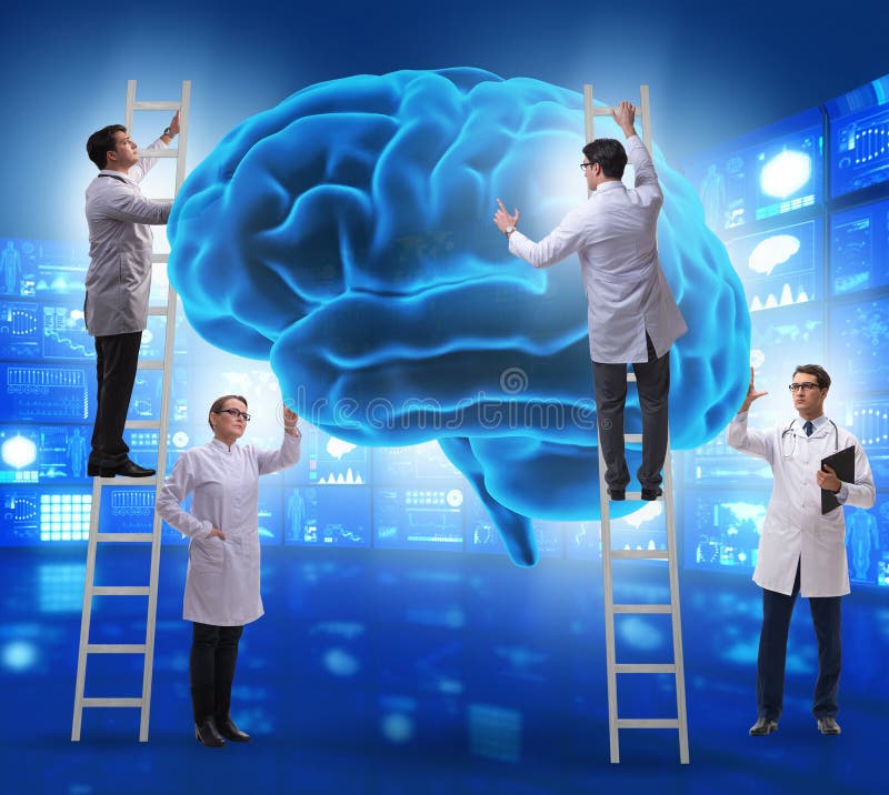 Team of Doctors Examining Human Brain Stock Photo - Image of internet ...