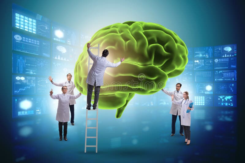 Team of Doctors Examining Human Brain Stock Image - Image of mhealth ...