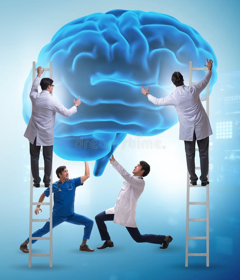Team of Doctors Examining Human Brain Stock Image - Image of cancer ...