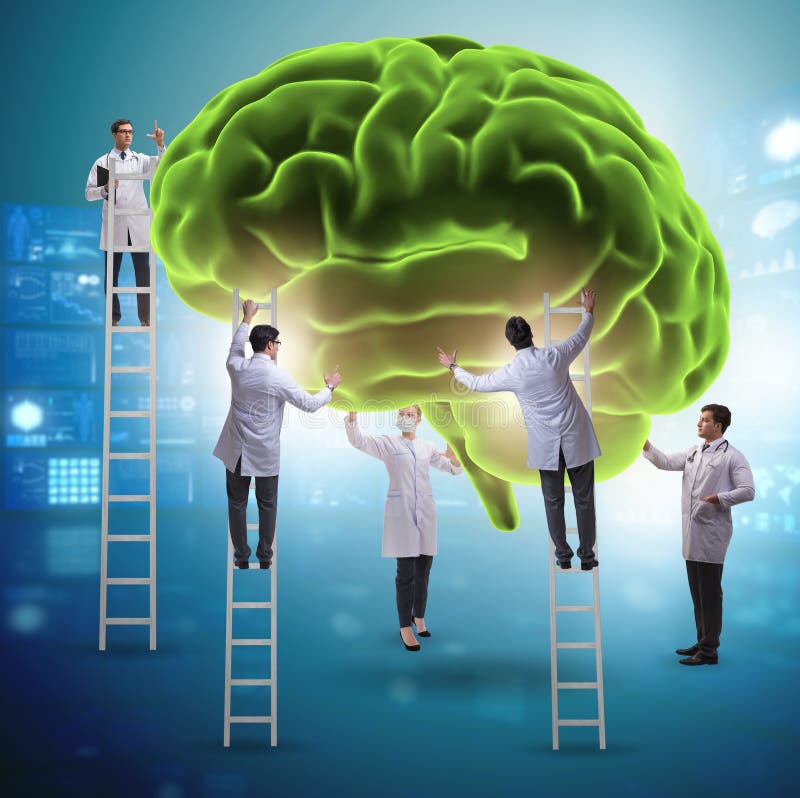 Team of Doctors Examining Human Brain Stock Photo - Image of mhealth ...
