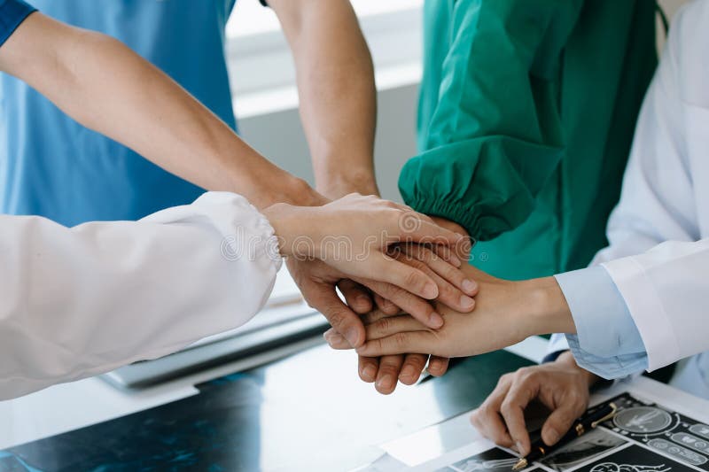 Team Doctors Nurses Union Coordinate Hands Teamwork Concept in Hospital ...