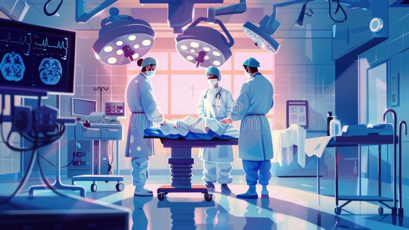 Team of Doctors Working in the Operating Room. Stock Illustration ...