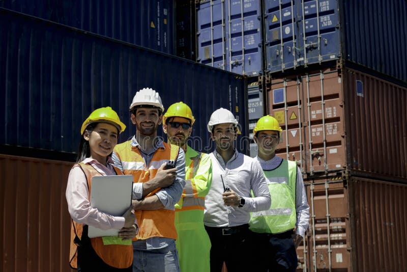 Team of Effectively Managing Staff Workers Walking Together at Logistic ...