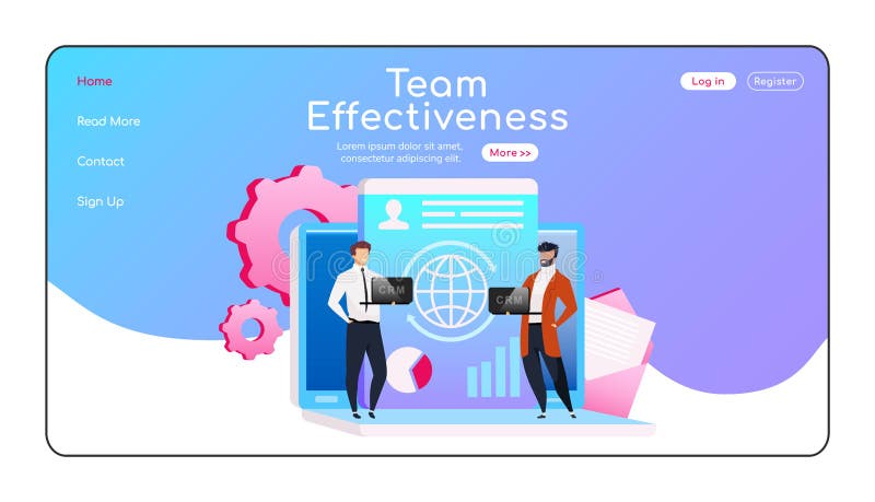 Team Effectiveness Landing Page Flat Color Vector Template Stock Vector ...