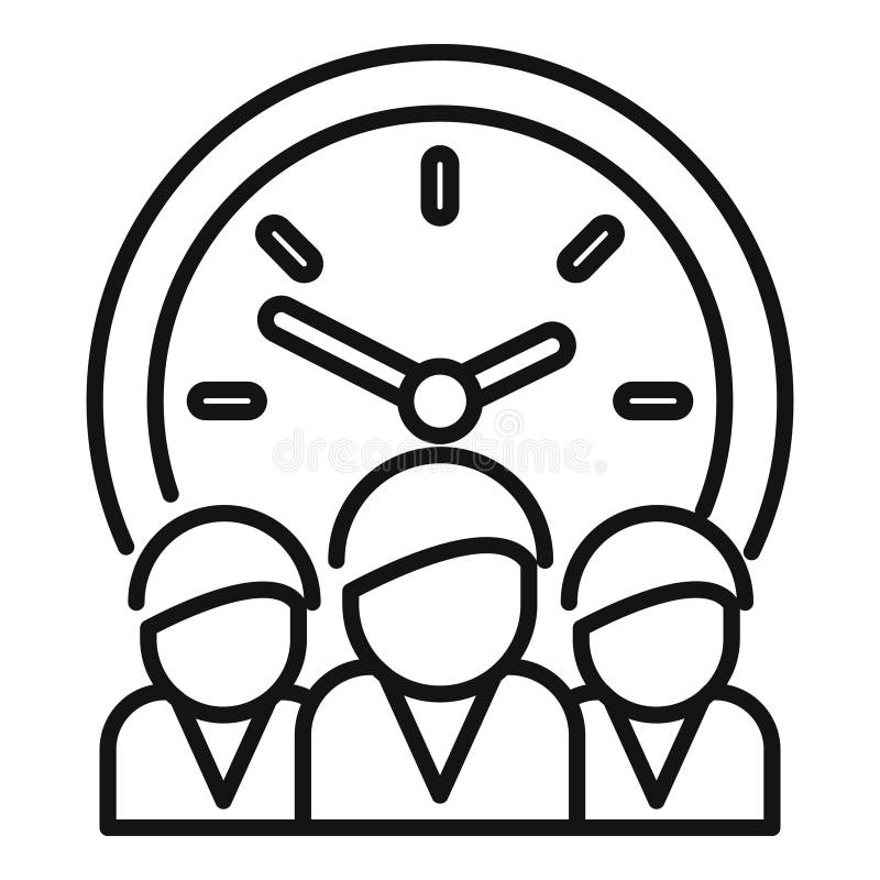 Team Efficiency Icon with Clock and Group of People Stock Vector ...