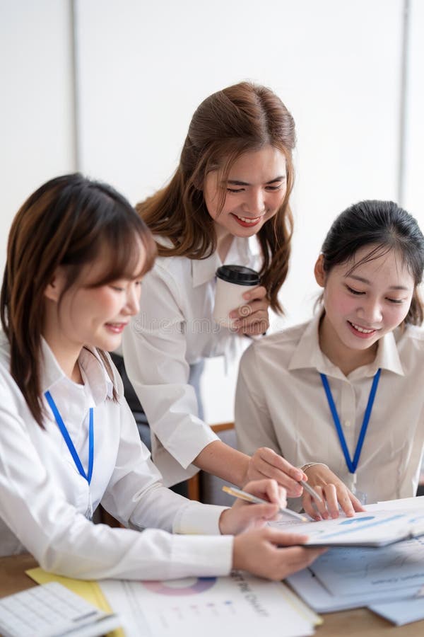 Team Employee Collaboration Discussing Working Analyzing with Financial ...