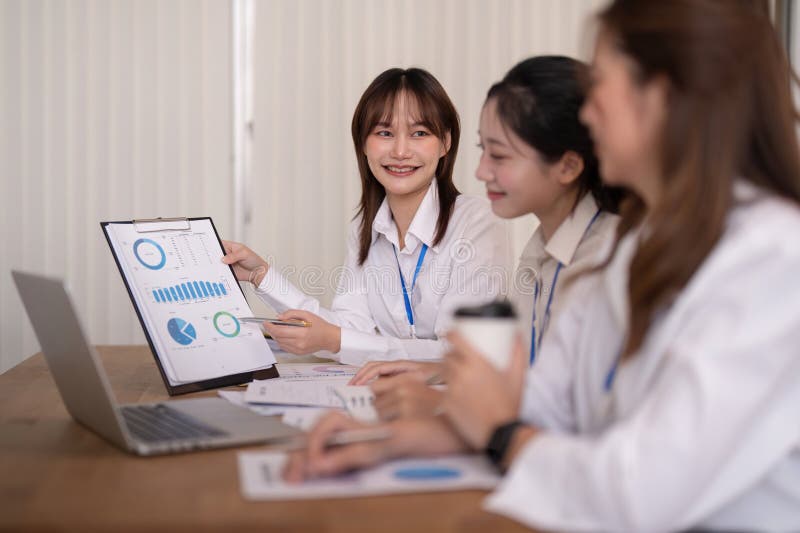 Team Employee Collaboration Discussing Working Analyzing with Financial ...