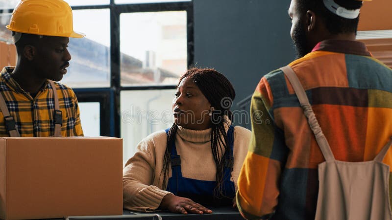 Team of Employees Doing Quality Control in Storage Room Stock Image ...