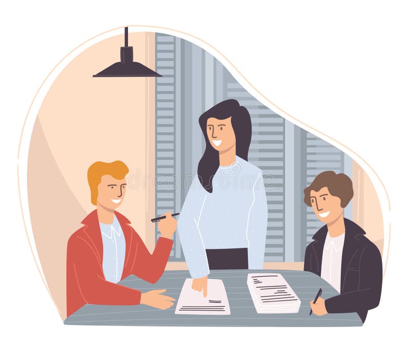 Team of Employees Thinking on Project Development Stock Vector ...