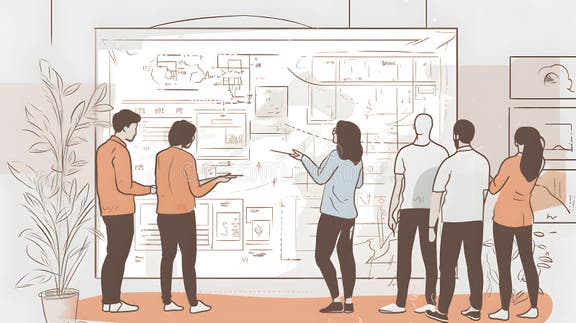 A Team of Employees Using a Whiteboard To Plan Out a Proj Created with Generative AI Stock ...