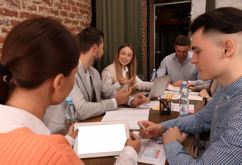 Team of Employees Working Together in Office Stock Image - Image of ...