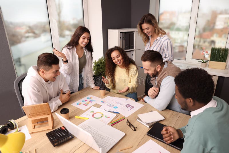 Team of Employees Working Together in Office. Startup Project Stock ...