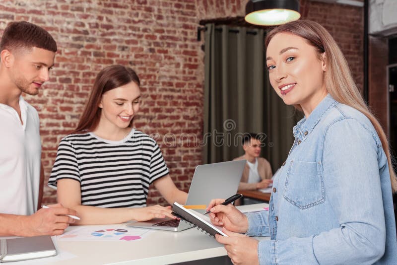 Team of Employees Working Together in Office Stock Image - Image of ...
