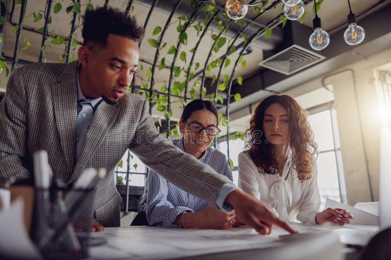 Collaborative Business Meeting Taking Place Modern Office Space Setting Today Stock Photos ...