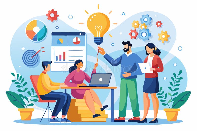 A Team Engages in a Brainstorming Session, Sharing Ideas with Charts ...