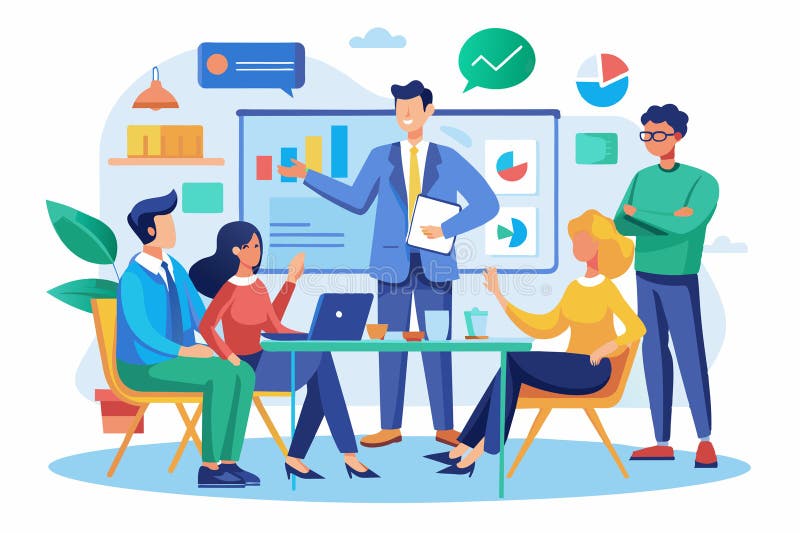 A Team Engages in a Pitch Meeting, Discussing Ideas and Data Using ...