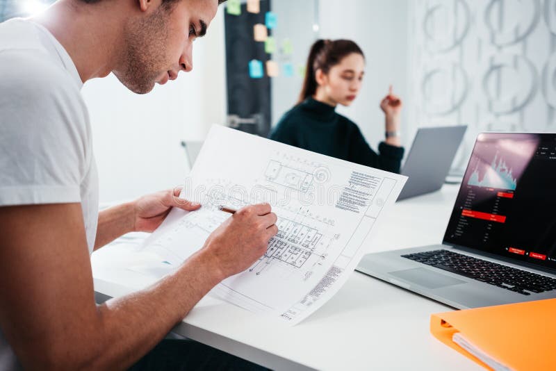 Team of Engineer and Designer Develop Building Project Stock Photo ...