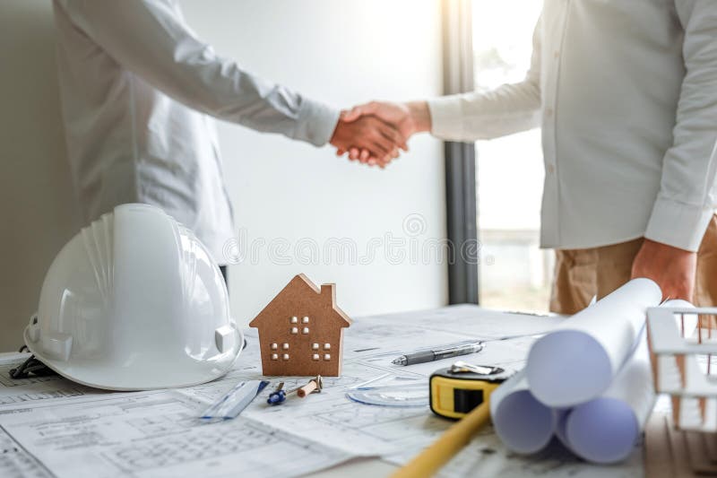 Team Engineer Drawing Graphic Planning and Meeting for Architectural ...