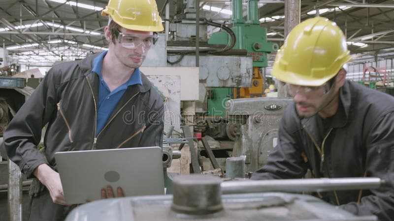 Team Engineer Working Looking Laptop Computer, Two Man Planning Project ...