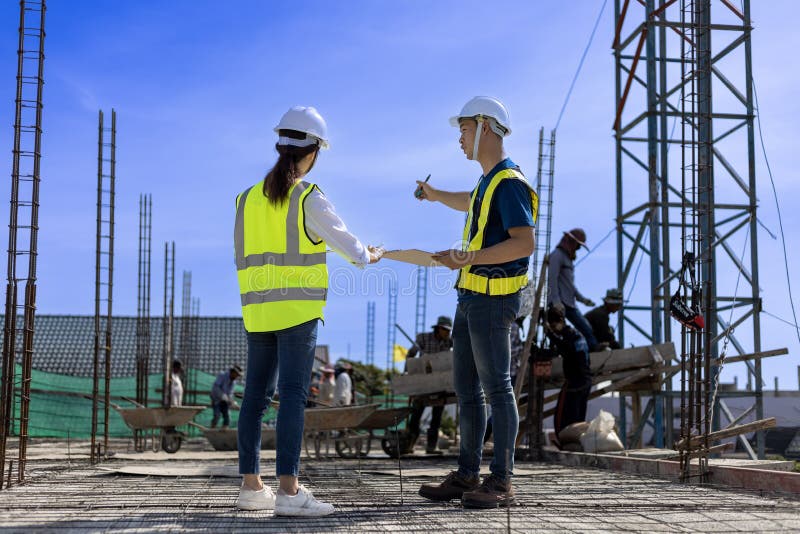 Team of Engineering Architect Inspector and Contractor Having ...