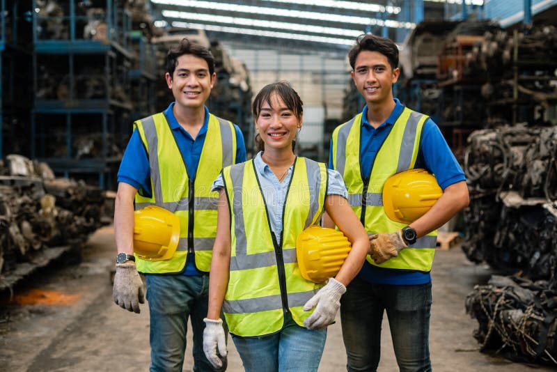 Team Engineering Worker Technician, Workshop Manufacturing. Stock Photo ...