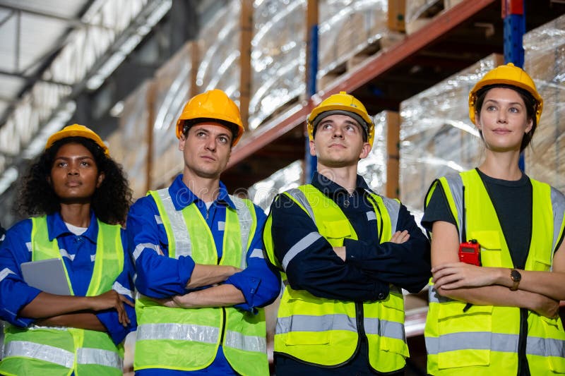 Team Engineering Worker Technician, Workshop Manufacturing, Teamwork in ...