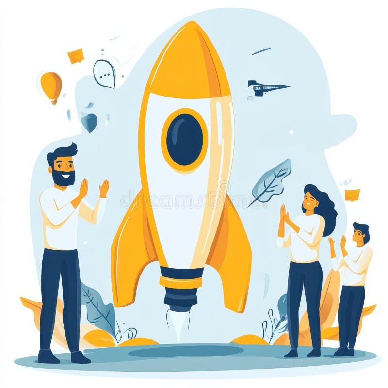 Team of Engineers Collaborating on Rocket Design with Entrepreneur in ...