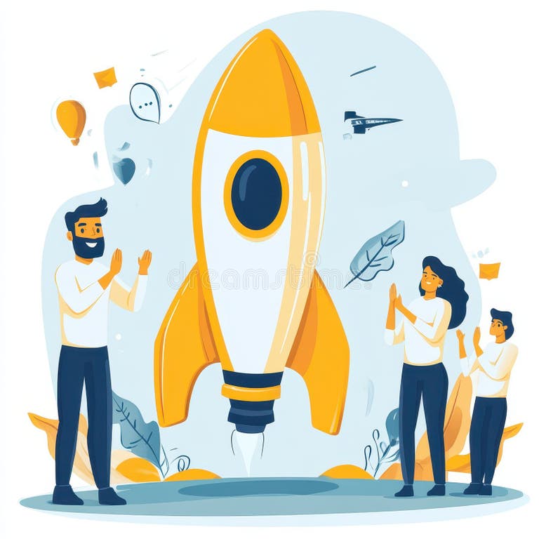 Team of Engineers Collaborating on Rocket Design with Entrepreneur in ...