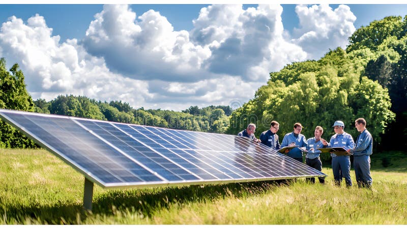 Sustainable Energy Solar Panel Team Meeting Outdoors AI Generated ...