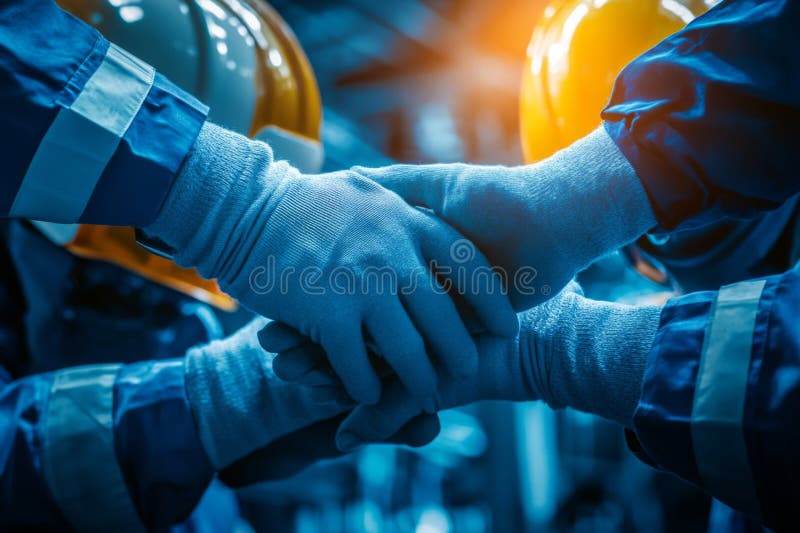 Team of Engineers Joining Hands for Project Success in Industrial ...