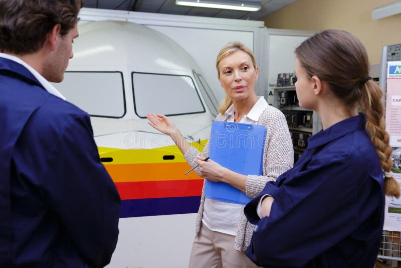 Team Engineers Learning Aircraft Component Stock Image - Image of ...
