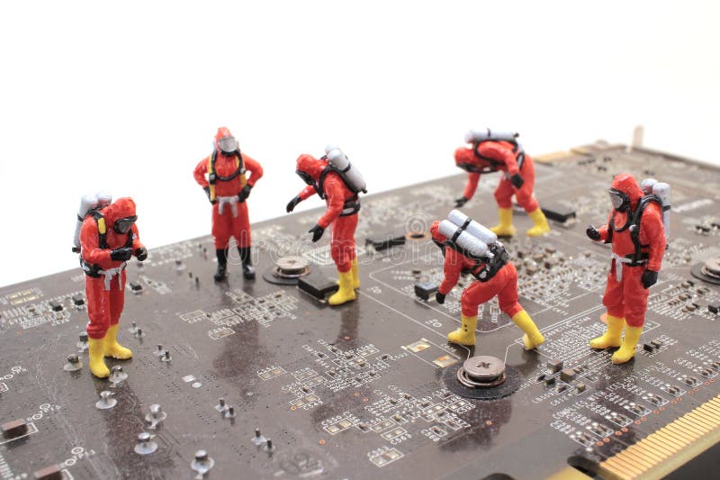 A Team of Engineers Repairing Circuit Board. Computer Repair Concept ...