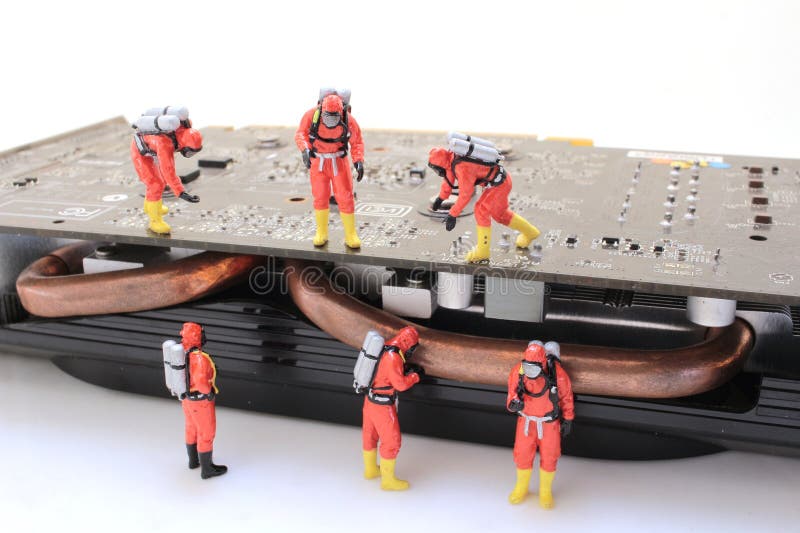 A Team of Engineers Repairing Circuit Board. Computer Repair Concept ...