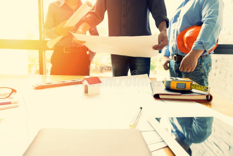 Team of Engineers Working Together in a Architect Office Stock Photo ...