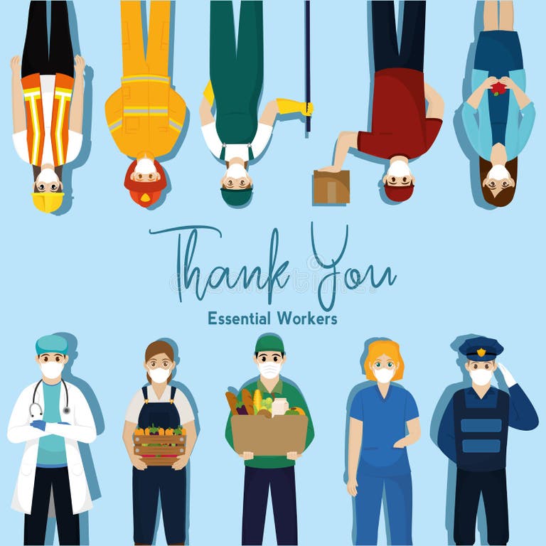 Team essential workers stock vector. Illustration of 2019ncov - 200435079